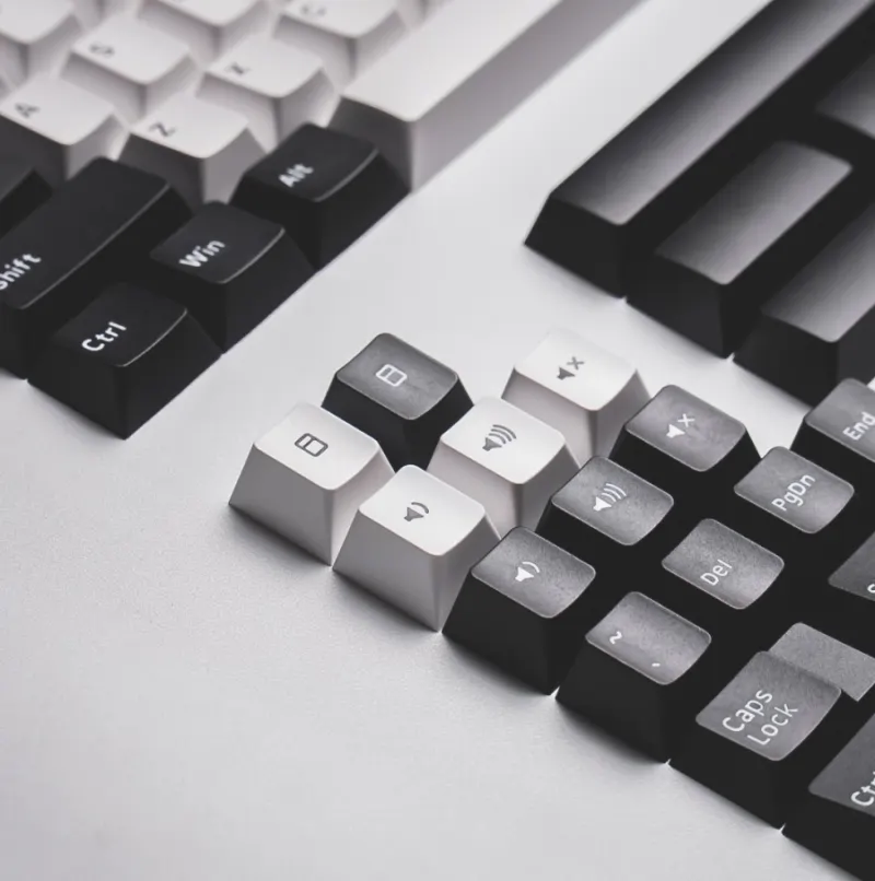 JUAL Noir Black and White Keycaps PBT Cherry (153 Key Set) | Authorized ...